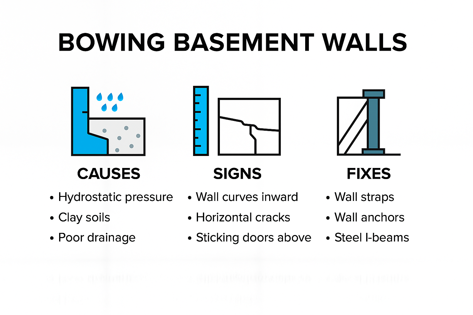 7 Causes and 3 Fixes for Basement Walls Bowing In | ArchitectureCourses.org